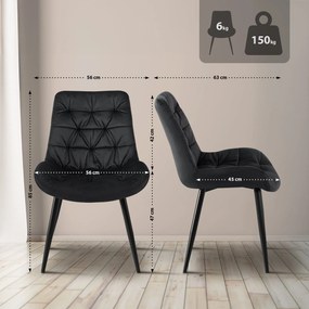 Jídelní židle Rossford samet – černá