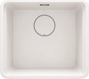 Deante Momi, 1-komorový granitový dřez 500x450x230 mm s úsporným sifonem, bílá matná, DEA-ZKM_A10A