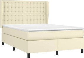 Box spring postel s matrací krémová 140x190 cm umělá kůže 3129029