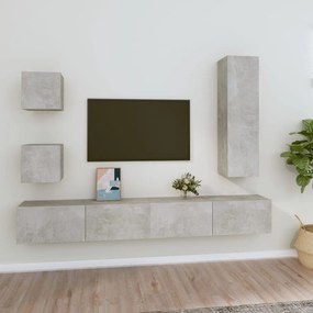 5dílný set TV skříněk betonově šedý kompozitní dřevo 3114449