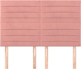 Čelo postele růžové 144x5x118/128 cm sametové 3116525