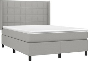 Box spring postel s matrací a LED světle šedá 140x200 cm textil 3138317