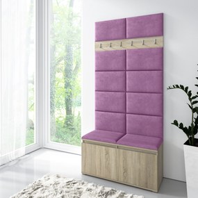 Eka Předsíňová stěna s čalouněnými panely Trinity 1 - Sonoma / Fialová 2311