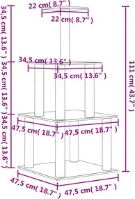 Škrabadlo pro kočky se sisalovými sloupky krémové 111 cm 171732