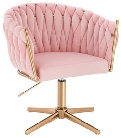 LuxuryForm DESIGN Otočná židle NORDEN VELUR na zlatém kříži - růžová