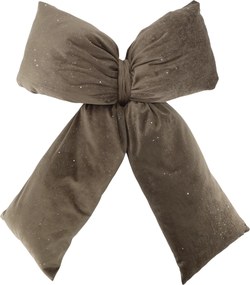Sametový polštář ve tvaru mašle Mocca se třpytkami – 40*50 cm