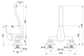 Hydroland Dřezová nástěnná páková baterie Nancy