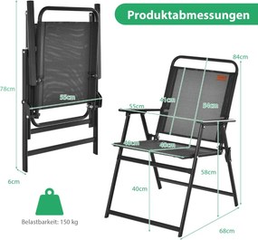Costway Sada 4 zahradních židlí s područkami a opěradlem a prodyšné sedací