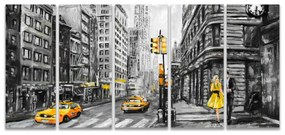 Malvis ® Obraz reprodukce New York žlutý Velikost: pětidílný obdélník - 100x45 cm