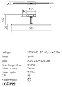 Redo 01-3462 - LED Obrazové svítidlo LINEAR LED/8W/230V 60,5 cm CRI 92 bílá