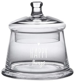 Úložná transparentní nádoba dóza s víčkem a srdíčkem Happy - Ø 12*13 cm