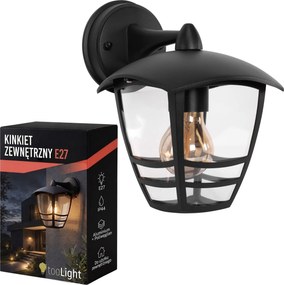 Toolight Toolight, JNH037-1G, venkovní nástěnné svítidlo ve tvaru lucerny, 1× E27, IP44, černá matná, OSW-56223