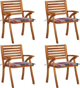 vidaXL Zahradní židle s poduškami 4 ks masivní akáciové dřevo [3075174] Barva: Vzor šedá kostka