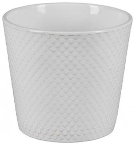 Keramický obal na květináč NDT MALMO POT BUBBLE, glazovaný, průměr 13.5 cm, bílý