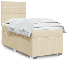 Box spring postel s matrací krémová 90x200 cm textil 3291556