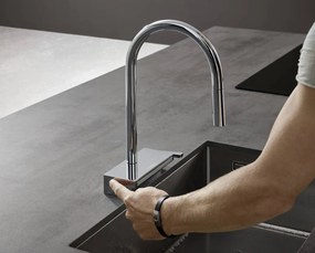 Hansgrohe M81, dřezová baterie Aquno Select s výsuvnou koncovkou a plochým sprchovým proudem, chromová, 73837000