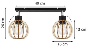 Stropní svítidlo TIMBER 8, 2x dřevěné stínítko