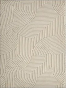 HOMCOM koberec do obývacího pokoje 160 x 120 cm, geometrický měkký neklouzavý vysoký vlas, krémový