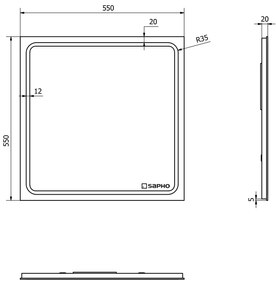 Sapho Sapho, Zrcadlo GEMINI s LED osvětlením 55x55cm, GM055