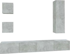5dílný set TV skříněk betonově šedý kompozitní dřevo 3114449