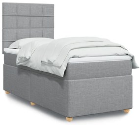 Box spring postel s matrací světle šedý 100 x 200 cm textil