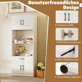 Costway Kuchyňská skříňka 168 cm bufetová s nabíjecí stanicí 1 USB a 1 Kuchyňská