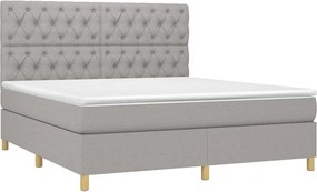 Box spring postel s matrací a LED světle šedá 160x200 cm textil 3135685