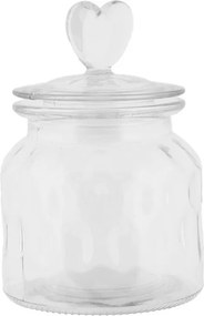 Transparentní skleněná dóza s víčkem a srdíčkem - Ø 11*16 cm
