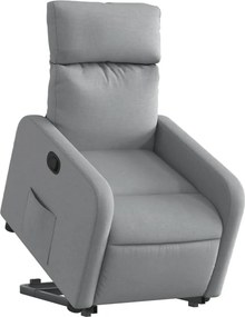 Zvedací polohovací křeslo světle šedé textil 3206699