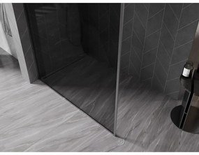 Mexen, Mexen Kioto-XF sprchová stěna s rámem 50 x 202 cm, grafit 10 mm, pistolově šedá kartáčovaná - 800-050-104-66-40-X
