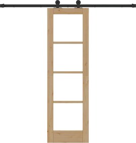 Posuvné dveře ORKDAL 61 x 198,5 cm Masivní borové dřevo a sklo 3332013