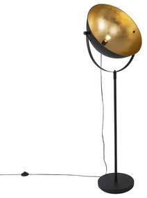Průmyslová stojací lampa černá 50 cm se zlatem nastavitelná - Magnax