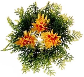 Koniferový věneček s chryzantémami, pr. 25 cm
