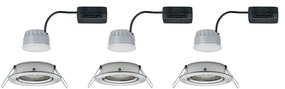 Paulmann 93447 LED Coin Nova round, set kulatých bodovek v úpravě broušená ocel, 3x6,5W LED 2700K, prům.8,4cm