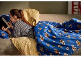 Žluto-bílé krepové povlečení na jednolůžko 140x200 cm Bæk&amp;Bølge – JUNA