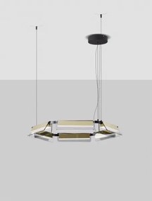 LED stmívatelný černo-zlatý designový lustr Apnea 150