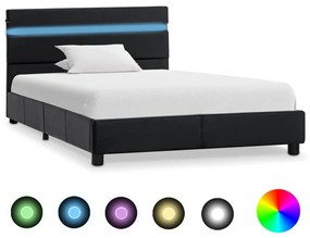 284792 vidaXL Rám postele s LED světlem černý umělá kůže 90 x 200 cm
