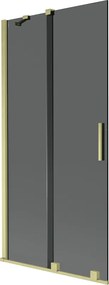 Mexen Velar, 2-křídlová posuvná vanová zástěna 90 x 150 cm, 8mm šedé sklo, zlatá matná, 896-090-000-41-55