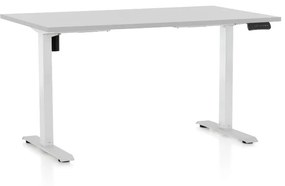 Výškově nastavitelný stůl OfficeTech B, 120 x 80 cm, bílá podnož, světle šedá