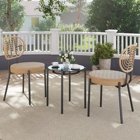 Costway 3-dílný PE ratanový venkovní bistro set terasový konverzační set