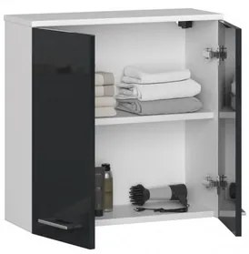 Koupelnová závěsná skříňka FIN W60 2D-grafit/bílá