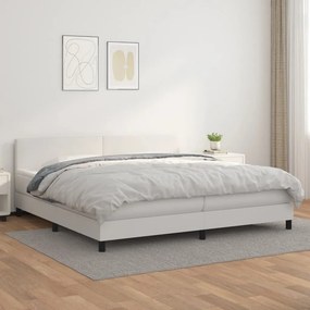 Box spring postel s matrací bílá 200x200 cm umělá kůže 3141024