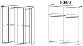 Šatní skříň Rosenheim, 181 cm, bílá