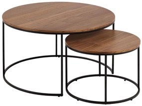 OnaDnes -20% Set dvou ořechových konferenčních stolků Kave Home Yoana 50/80 cm