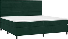 Box spring postel s matrací tmavě zelená 200x200 cm samet 3143106
