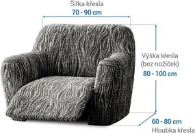 Bielastické potahy UNIVERSO NOVÉ žíhané černobílé relaxační křeslo (š. 70 - 90 cm)