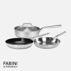 Fabini Sada pánví FABINI & Pohlreich, ø 24 cm + ø 26 cm, 4 díly - Nerezové beznýtové pánve z pětivrstvé nerezové oceli