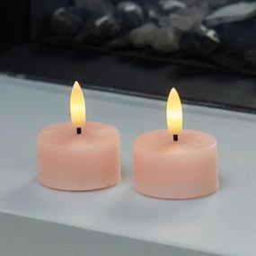 Sada LED čajové svíčky na baterie Sille Tealight, Ø 4,5 × 2,2 cm, tmavá broskev, z pravého vosku, balení 2 ks