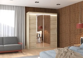 Posuvná skříň se zrcadlem a LED osvětlením DALLAS 180