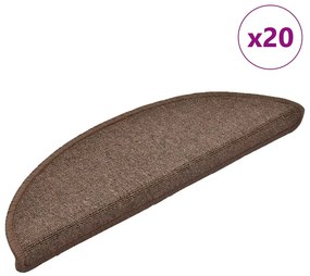 Schodové rohože 20 ks 56 x 17 x 3 cm kávově hnědé, půlkulaté 3365785